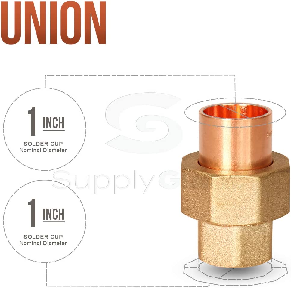 Supply Giant DDDV0100 1" Nominal Size Lead Free Straight Union with Sw ...