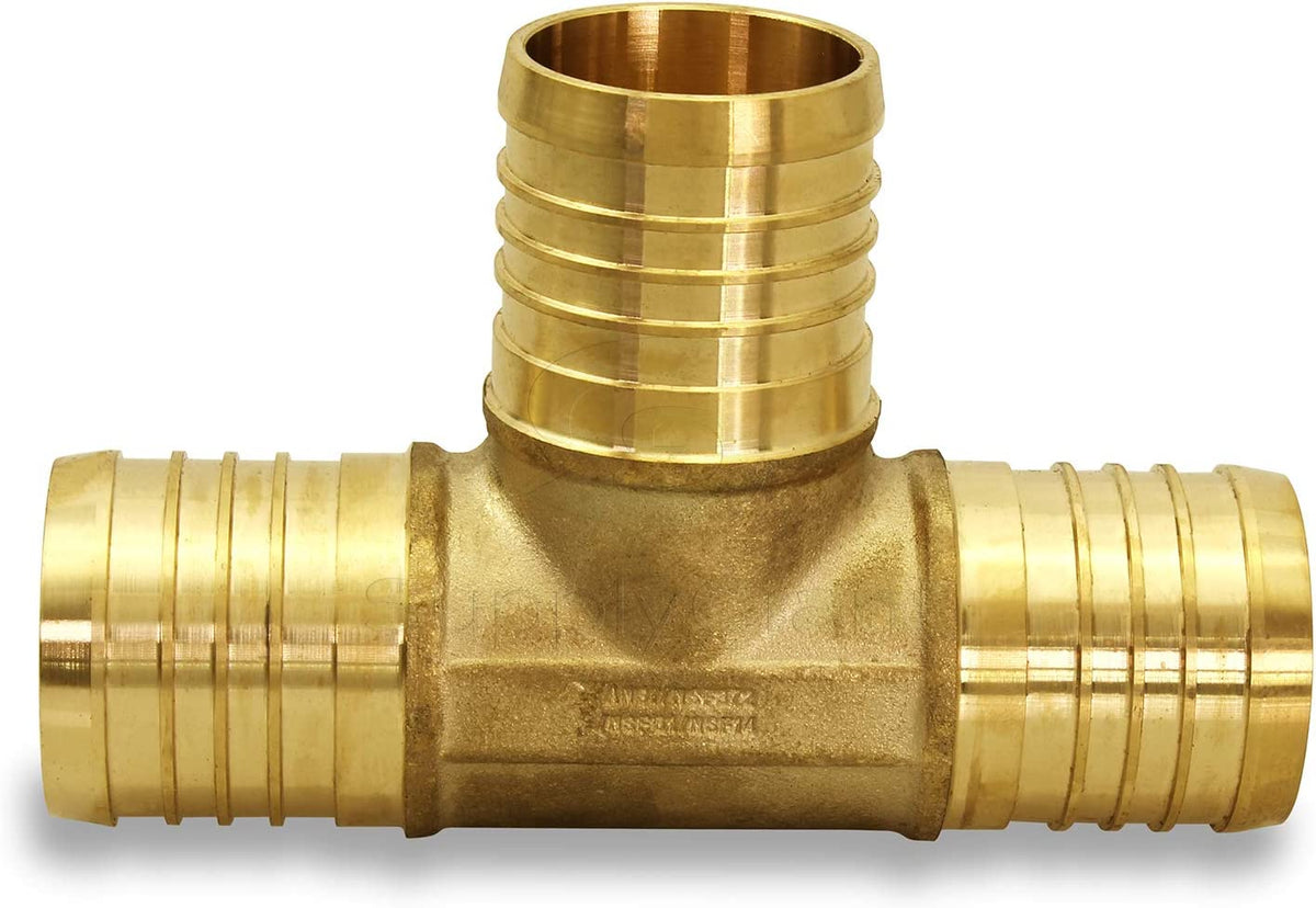 Pexflow PXTE0058-10 PEX X PEX X PEX Barb Tee Pipe Fittings 5/8" Brass ...